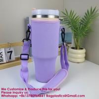 China Adjustable Strap Neoprene 40oz Water Bottle Carrier Sleeve Pouch Tumbler Cup Holder Sling Bag With Phone Pocket for sale