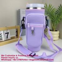 China Water Bottle Carrier Bag Holder 40 Oz Tumbler Cup Accessories Neoprene Pouch Sleeve With Adjustable Crossbody Strap for sale