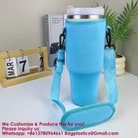 China Water Bottle Carrier Bag Holder 40 Oz Tumbler Cup Accessories Neoprene Pouch Sleeve With Adjustable Crossbody Strap for sale