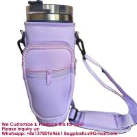 China Water Bottle Carrier Bag Holder 40 Oz Tumbler Cup Accessories Neoprene Pouch Sleeve With Adjustable Crossbody Strap for sale