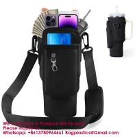 China Water Bottle Carrier Bag Holder 40 Oz Tumbler Cup Accessories Neoprene Pouch Sleeve With Adjustable Crossbody Strap for sale