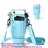 China Water Bottle Carrier Bag Holder 40 Oz Tumbler Cup Accessories Neoprene Pouch Sleeve With Adjustable Crossbody Strap for sale