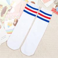 China Football Stripes Cotton Kids Knee High Socks for Boys and Girls Long Tube Sports Socks for sale