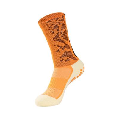 China Gender-Neutral Long Crew Anti Slip Socks for Running and Football in Orange for sale