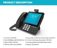 China Modern Guest Room Cleanroom DTMF/FSK Caller ID PSTN 5M Camera Bluetooth 8 Inch IP Desktop Phone Solutions for sale