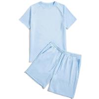 China Customizable Pure Colour Oversize T Shirt And Shorts Mens Tracksuit Short Set for sale