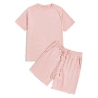 China Customizable Pure Colour Oversize T Shirt And Shorts Mens Tracksuit Short Set for sale
