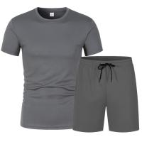 China Casual Jogging Short Sleeved Workout Top And Shorts Set Unisex for sale