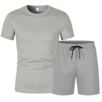 China Casual Jogging Short Sleeved Workout Top And Shorts Set Unisex for sale