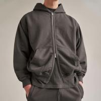 China Pure Colour Custom Logo Cotton Sports Wear Men Fleece Zip Up Hoodie Jacket for sale