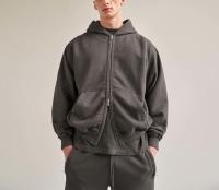China Pure Colour Custom Logo Cotton Sports Wear Men Fleece Zip Up Hoodie Jacket for sale