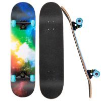 China 8inch Double Kick Skateboard Deck Black Complete Skateboard OEM Available for sale