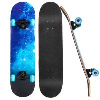 China 8inch Double Kick Skateboard Deck Black Complete Skateboard OEM Available for sale
