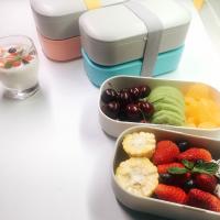 China Kid Friendly Eco Plastic BPA Free Lunch Box with Cutlery in 2 Layer Storage Container for sale