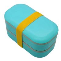 China Kid Friendly Eco Plastic BPA Free Lunch Box with Cutlery in 2 Layer Storage Container for sale