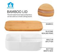 China BPA Free Eco-Friendly Bamboo Lid Plastic Square Lunch Box for Office 196*121*66 mm for sale
