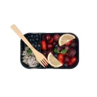 China Lattice Quantity 2 Eco-Friendly Custom Black Plastic Microwave Safe Lunch Box for Kids for sale