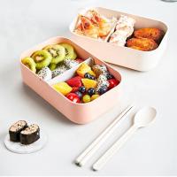 China Kid Children Lunch Box Bento with Bamboo Fiber One Layer and Cutlery Dishwasher Safe for sale