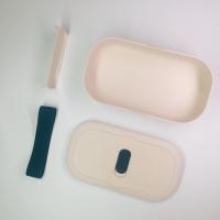 China Single Layer Waterproof Plastic Lunch Box with Partition and Blue Bamboo Fiber Material for sale