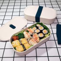 China Single Layer Waterproof Plastic Lunch Box with Partition and Blue Bamboo Fiber Material for sale
