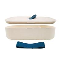 China Single Layer Waterproof Plastic Lunch Box with Partition and Blue Bamboo Fiber Material for sale