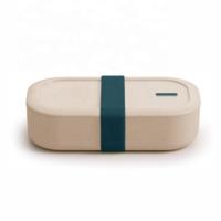 China Single Layer Waterproof Plastic Lunch Box with Partition and Blue Bamboo Fiber Material for sale