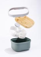 China Microwavable 2 in 1  Food Grade Square Salad Bowl with Inner Tray and Sauce Jar for sale