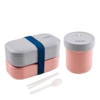 China 378g Stackable 2 Tier Custom BPA Free Leakproof Kids Bento Lunch Box Set with Bag for sale
