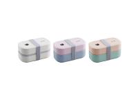 China Convenient Microwavable Bamboo Fiber 2-Layer Lunch Bento Box for Office and Outdoor for sale