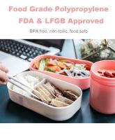 China Convenient Microwavable Bamboo Fiber 2-Layer Lunch Bento Box for Office and Outdoor for sale