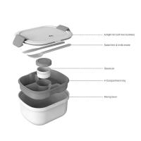 China 1720 ml 2 in 1  Inner Tray and Sauce Jar BPA Free Set Plastic Salad Bowl with Lid for sale