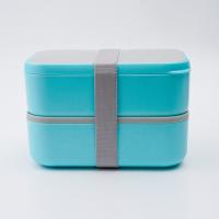 China Large Capacity Custom Printed Eco-friendly Double-Layer Lunch Box with PP Lid and Cutlery Set 2000ml for sale