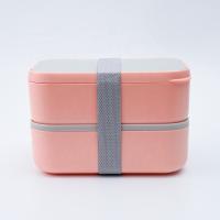 China Large Capacity Custom Printed Eco-friendly Double-Layer Lunch Box with PP Lid and Cutlery Set 2000ml for sale