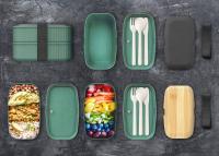 China Customized Color Dual Tier Bamboo Lid Lunch Box for Large Capacity Portable Bento Box for sale