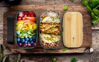 China Customized Color Dual Tier Bamboo Lid Lunch Box for Large Capacity Portable Bento Box for sale