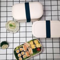 China Bamboo Fiber Eco-friendly Dual Tier Lunch Box for Picnic and Outdoor for sale