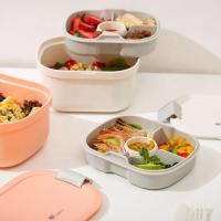 China 506g Large Capacity Rectangle Salad Fruit Bowl Container for Lunch 5 Compartment Box for sale