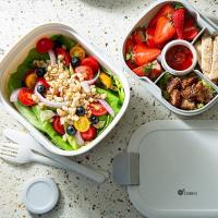 China 506g Large Capacity Rectangle Salad Fruit Bowl Container for Lunch 5 Compartment Box for sale
