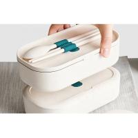 China Colorful 1200ml Double Layer Eco Friendly Salad Bento Lunch Box with Bag and Cutlery for sale