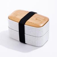 China Food Grade Bamboo Lid 2-Layer Lunch Box Custom Cutlery Microwave Safe for Pizza Great for sale
