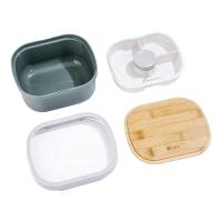 China 190*150*100 mm Microwavable Food Container Eco Custom Logo Color Separated Space BPA Free Bamboo Storage Box Container for sale