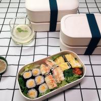 China Colorful 1200ml Double Layer Eco Friendly Salad Bento Lunch Box with Bag and Cutlery for sale