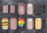 China Food Grade Bamboo Lid 2-Layer Lunch Box Custom Cutlery Microwave Safe for Pizza Great for sale
