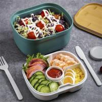 China 190*150*100 mm Microwavable Food Container Eco Custom Logo Color Separated Space BPA Free Bamboo Storage Box Container for sale
