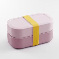 China Lightweight and Spacious 363g Reusable Double Layer Bento Box with Cutlery for sale