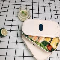 China Lightweight and Spacious 363g Reusable Double Layer Bento Box with Cutlery for sale