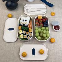 China Dual Tier Leak Proof High Capacity Kids Bento Box with Cutlery TF109 for sale