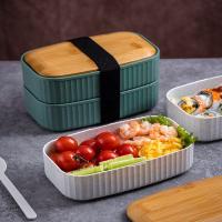 China T119A  Eco Friendly Bamboo Yumbox with Leakproof  Cutlery 201*125*125mm for sale