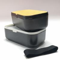 China 2-Layer BPA Free Food Grade Bamboo Lid Takeaway Custom Bento Lunch Box with Cutlery and Sauce Packet Space for sale