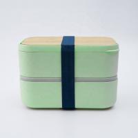 China 2-Layer BPA Free Food Grade Bamboo Lid Takeaway Custom Bento Lunch Box with Cutlery and Sauce Packet Space for sale